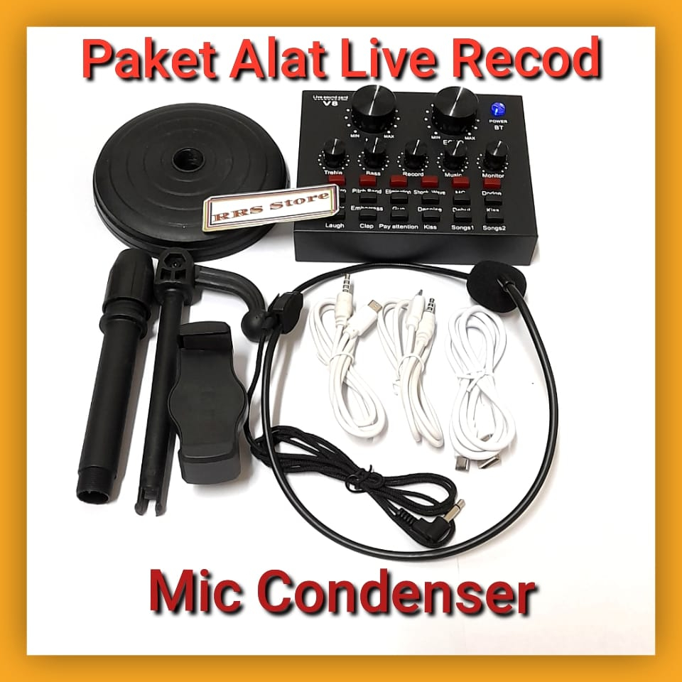 Jual satu paket alat karoke live semua aplikasi sound card v8 mic bando ...