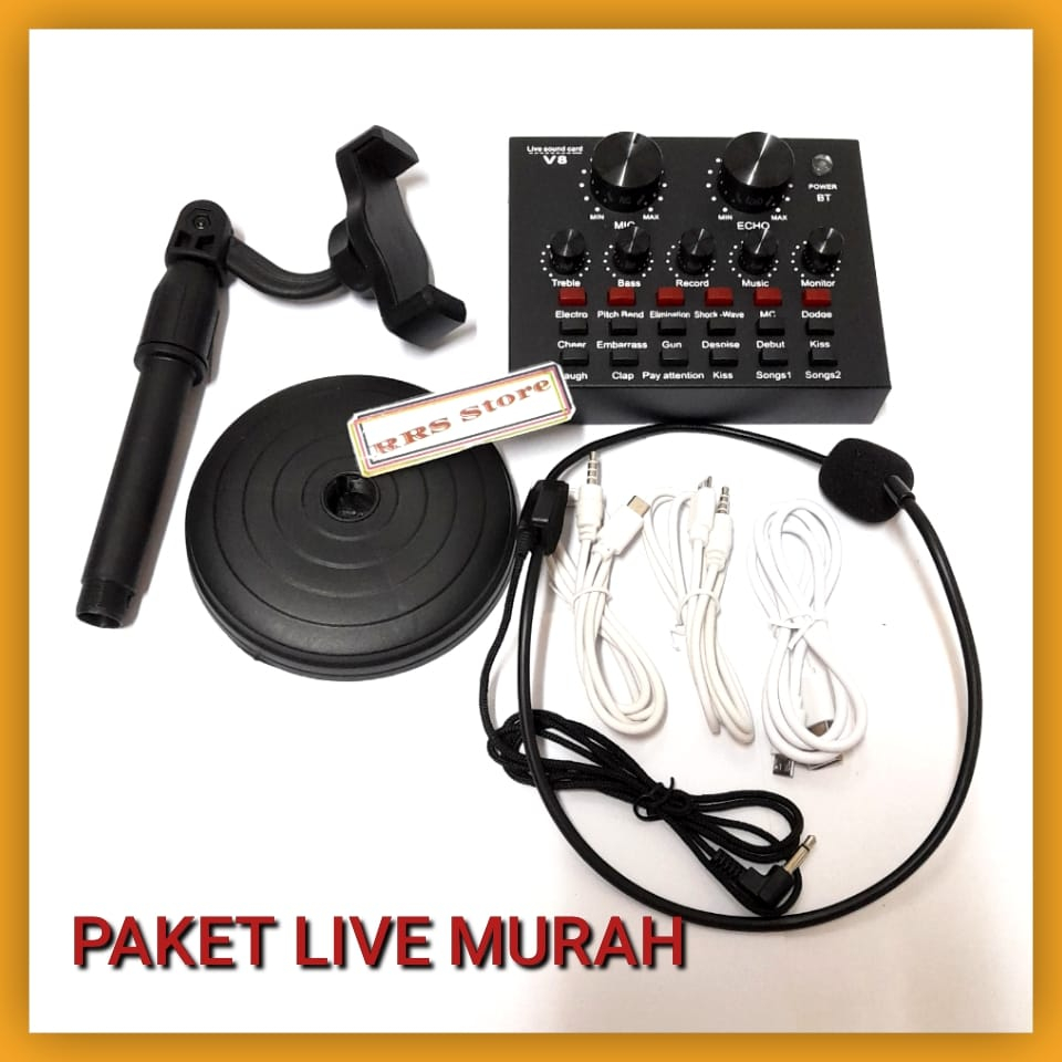 Jual Paket alat karoke live semua aplikasi sound card v8 mic bando dan ...