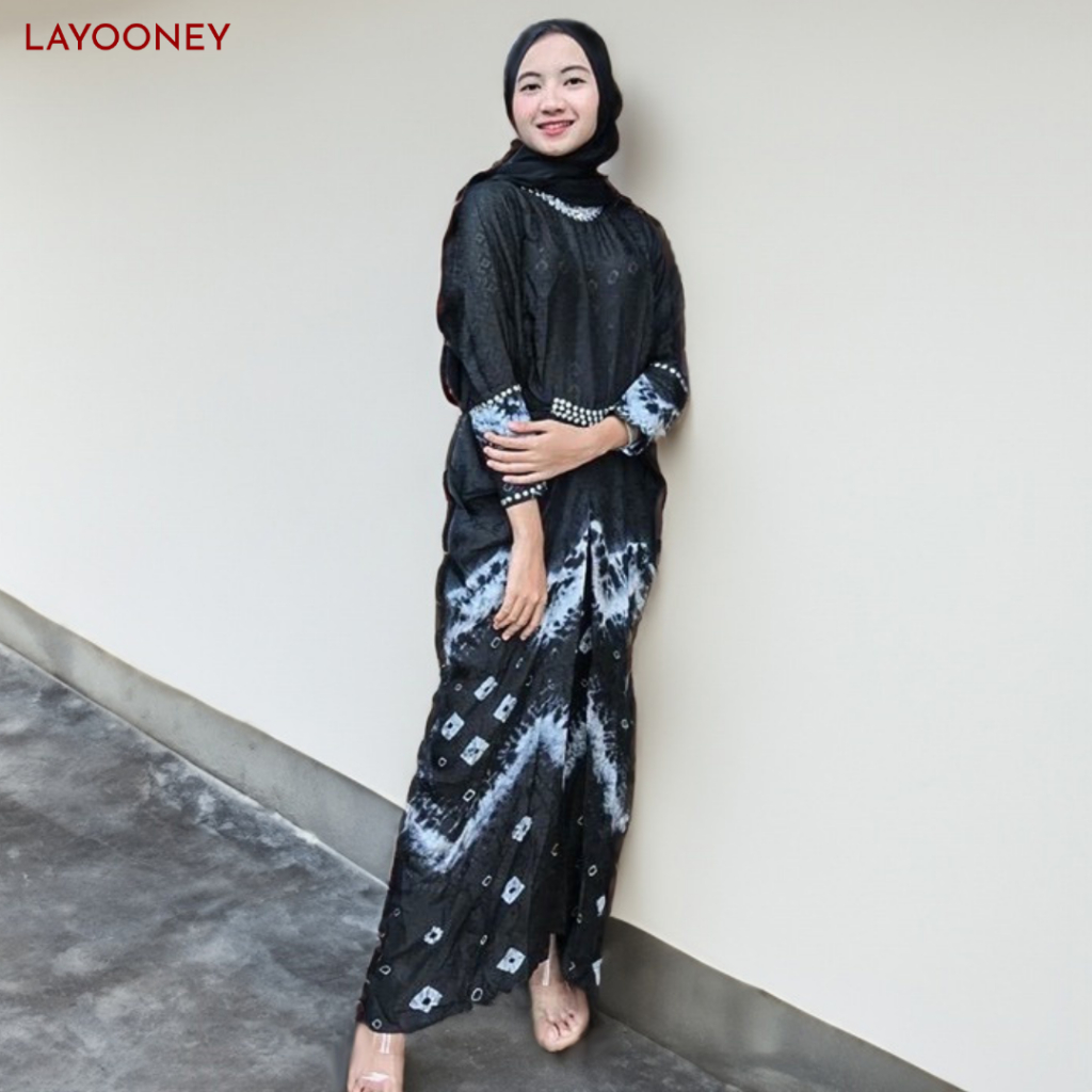 Jual Ateefa Kaftan Jumputan Dress Lebaran Setelan Baju Batik Kondangan ...
