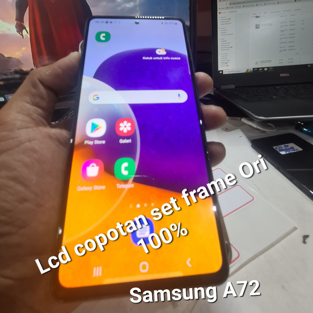 Jual Lcd Samsung A72 A725 Copotan Original Set Frame Warna Black Minus ...