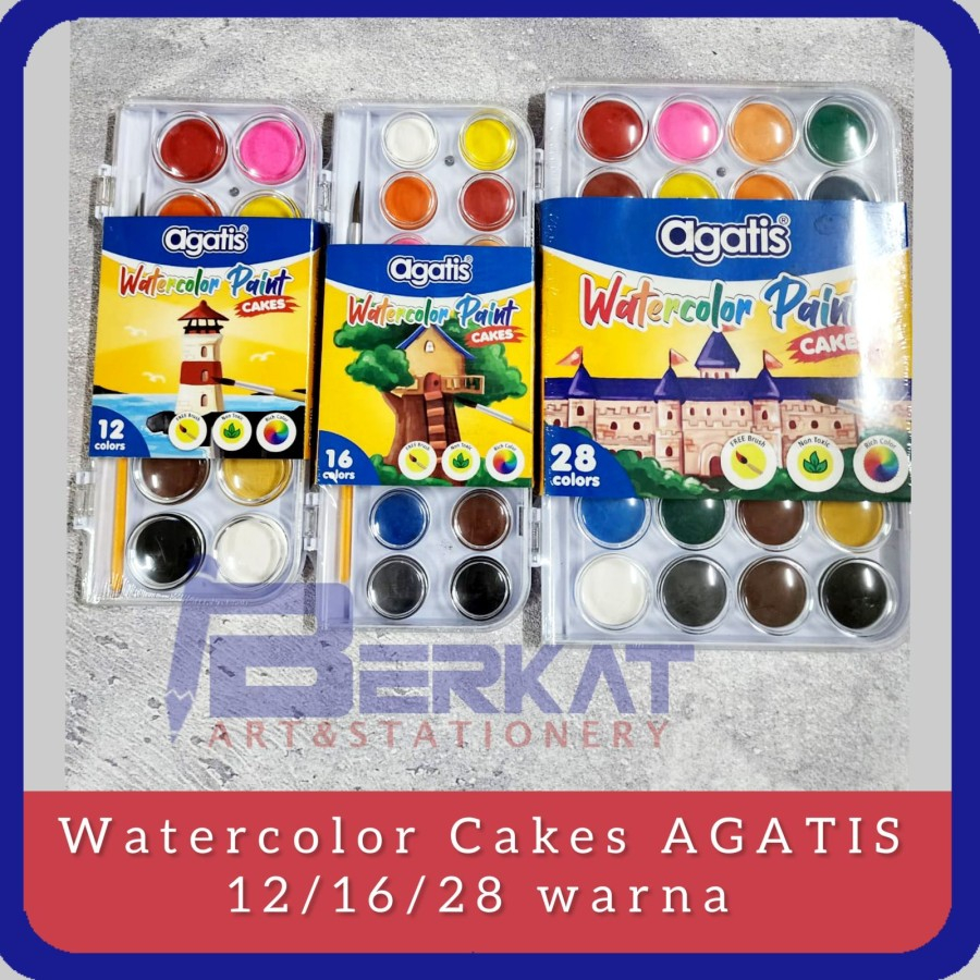 Jual [PROMO] Cat AGATIS Watercolor Cakes Cat Air Set 12/16/28 Warna ...