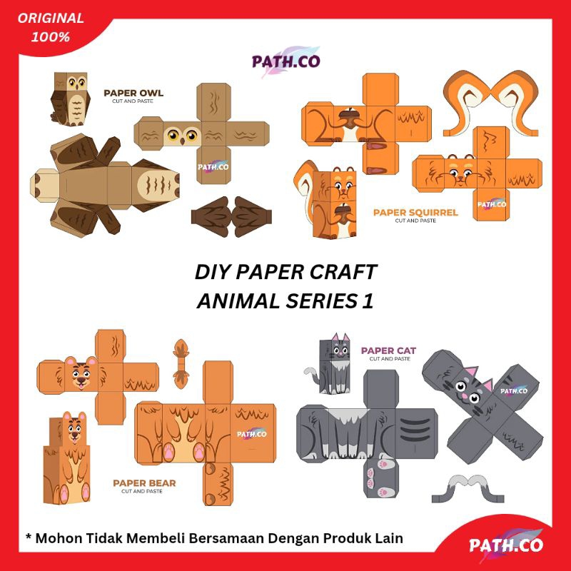 Jual DIY PaperCraft Mainan Anak Animal Series #1 | Busy Kids Kerajinan ...