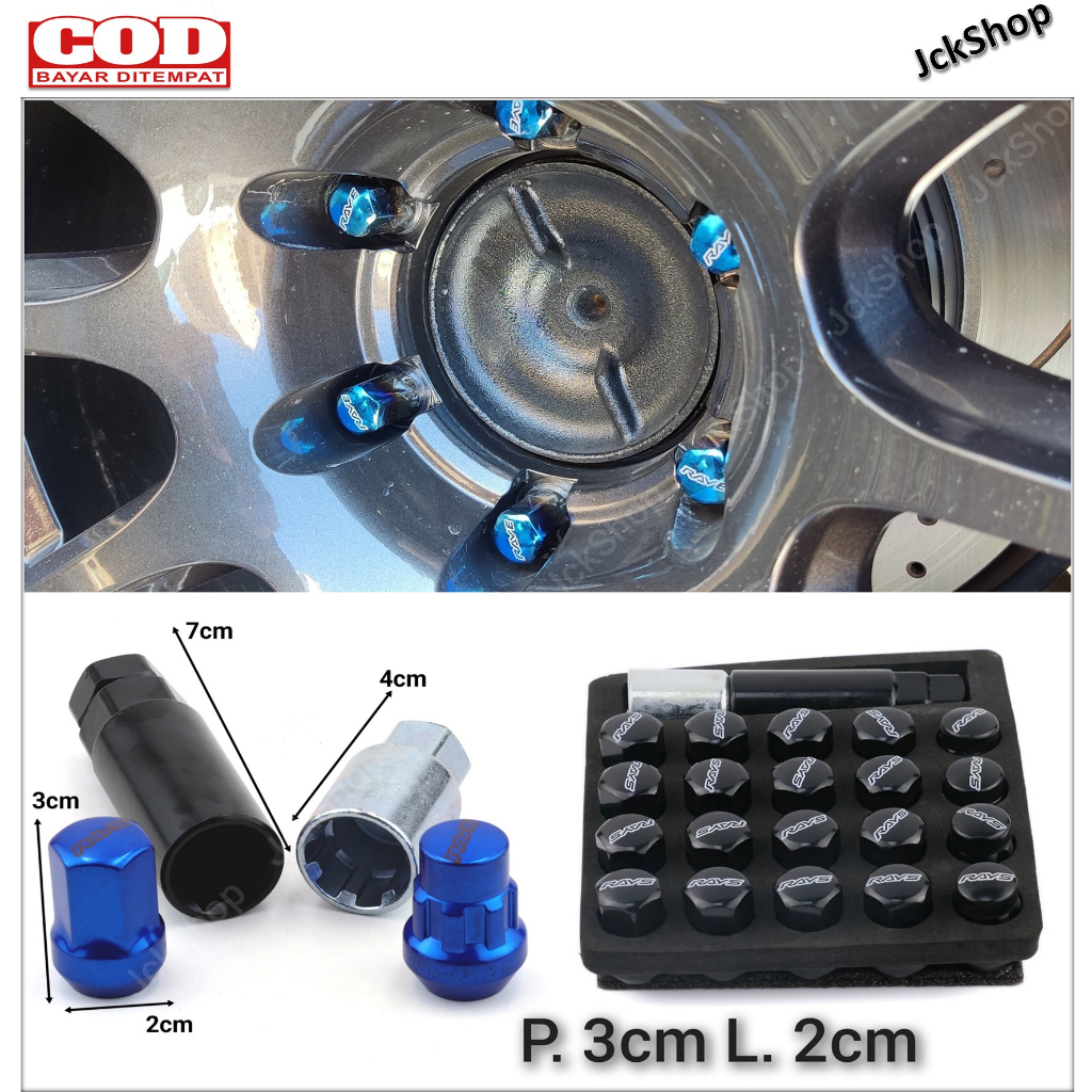 Jual Mur Roda Racing 17hex nut + lock set Rays Baja | Shopee Indonesia