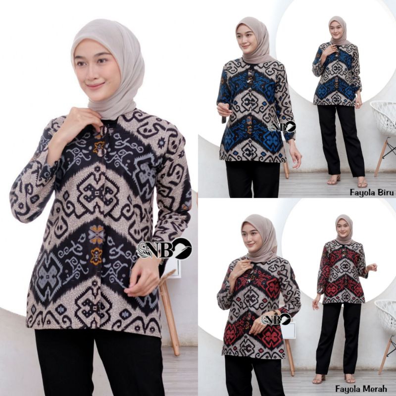 Jual tey-17 Batik wanita ASJ SA HRB026 Kenongo Kemeja Tosca Pendek | Shopee Indonesia