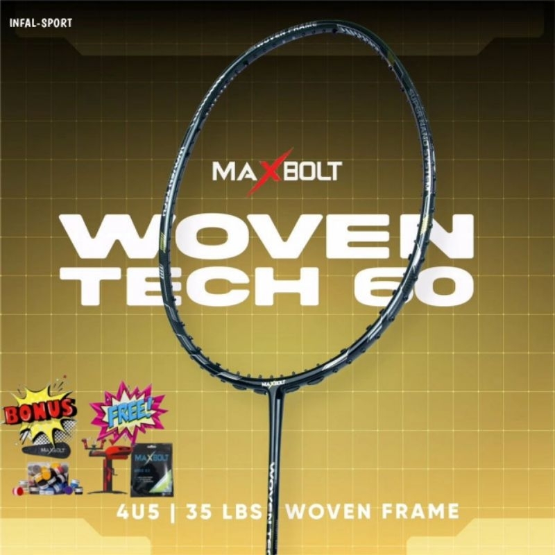 Jual Raket Badminton Original Maxbolt Woven Tech 60 35 Lbs (Bonus Tas ...