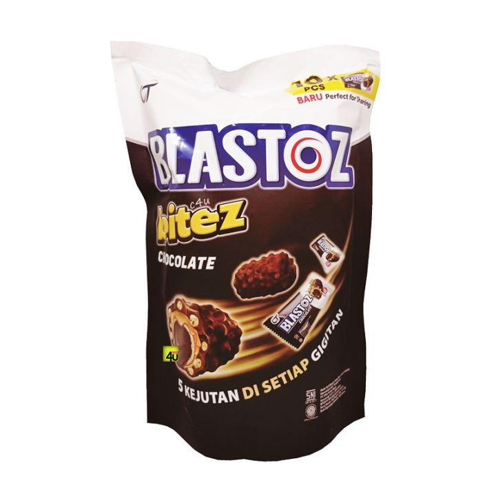 Jual Blastoz bites mini chocolate crispy caramel wafer roll isi 10 pcs ...