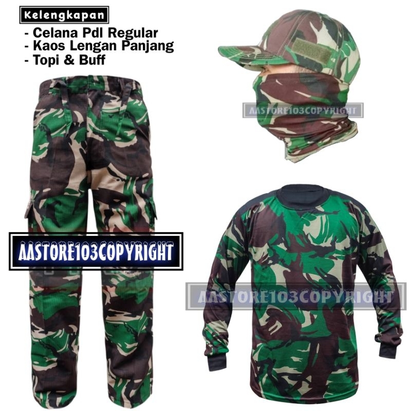 Jual Setelan Kaos Loreng Army - Seragam Loreng Malvinas Lengan panjang ...