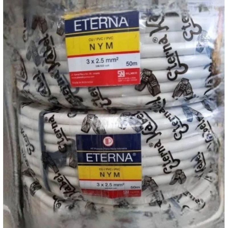 Jual ID KABEL LISTRIK KAWAT TEMBAGA ETERNA NYM 3X2,5 ISI 3 KAWAT 2,5MM HARGA PER METER 1 METER ...