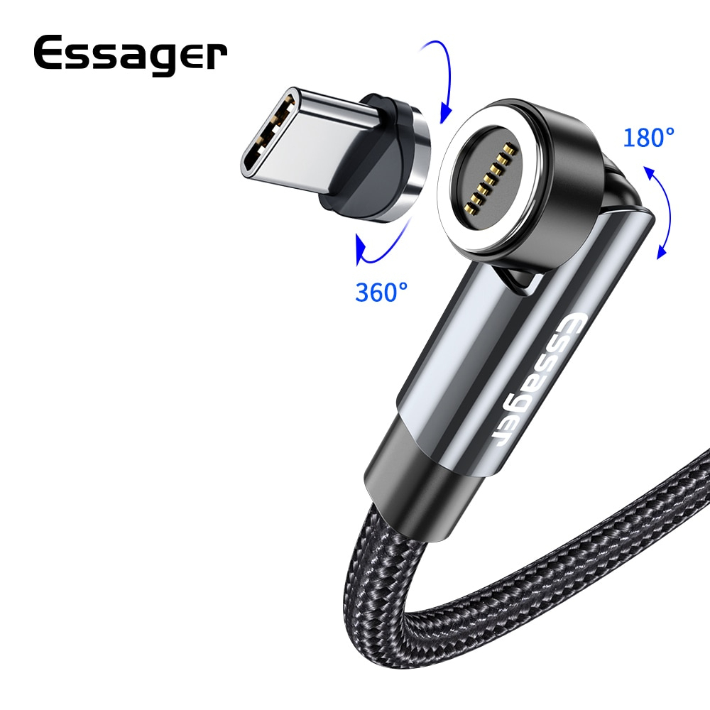 Jual Essager 540 Rotate Magnetic USB Type C Elbow Data Cable Fast ...