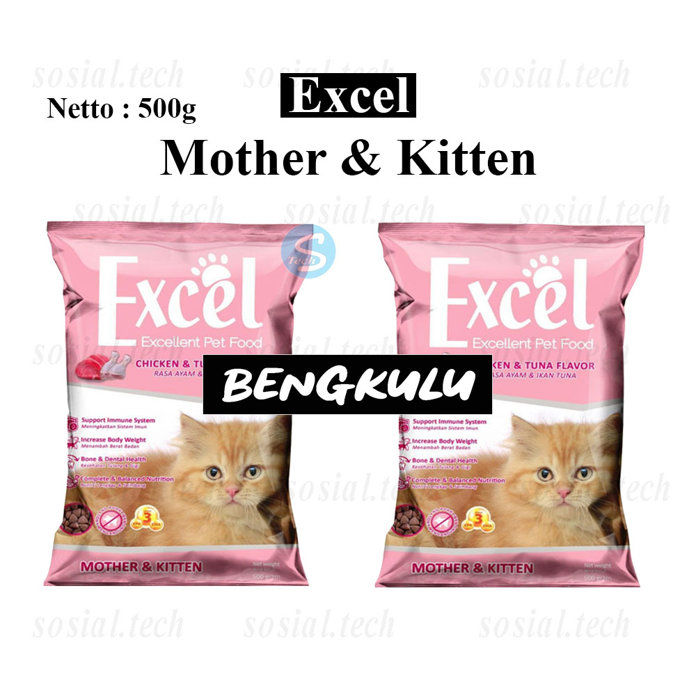 Jual Makanan Kucing EXCEL 500g Mother and Kitten Rasa Chicken & Tuna ...
