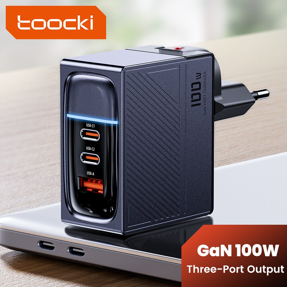 Jual Toocki USB GaN Charger 100W Quick Charger PD Fast Charging EU ...