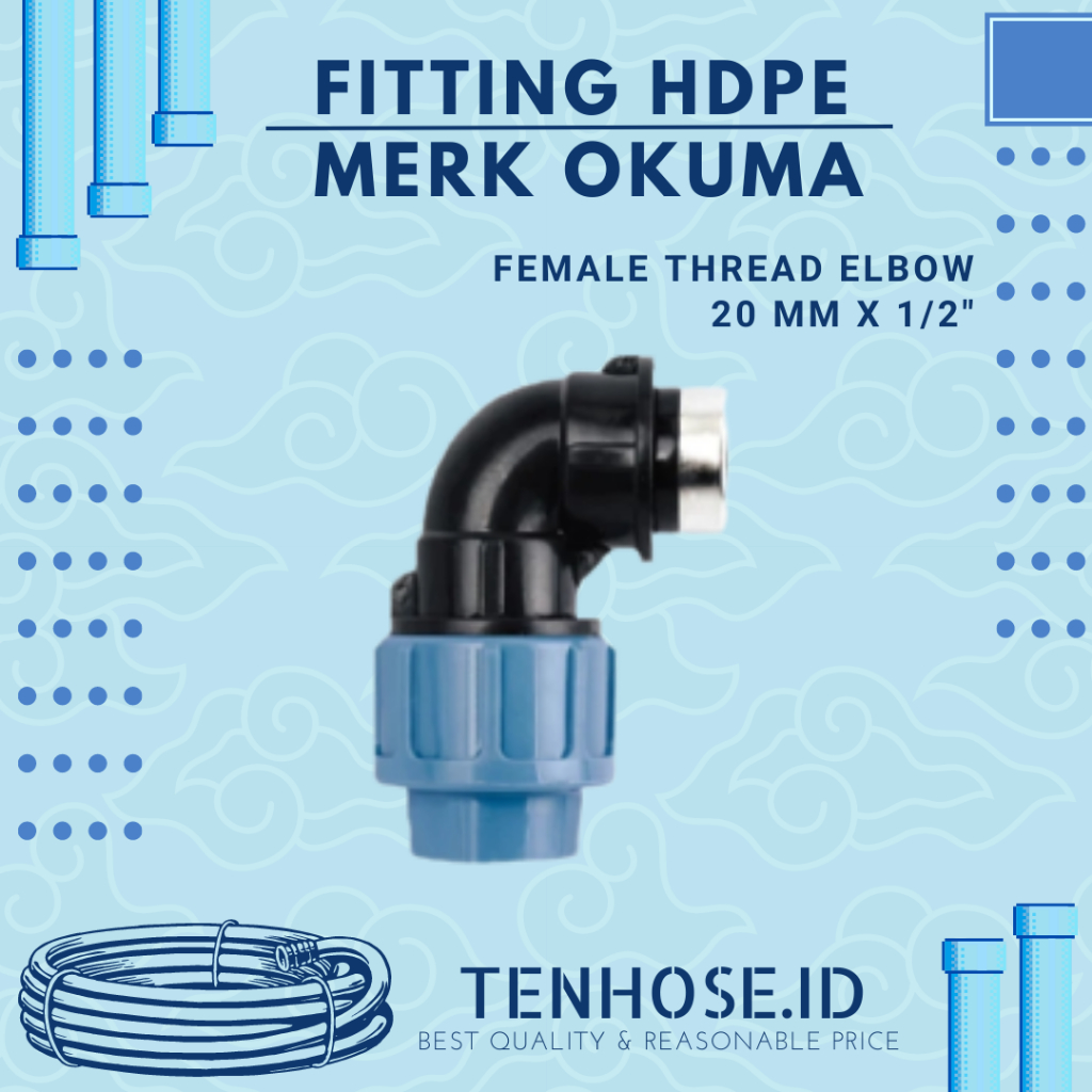 Jual Fitting HDPE Female Thread Elbow Merk OKUMA Ukuran 20 MM × 1/2 ...