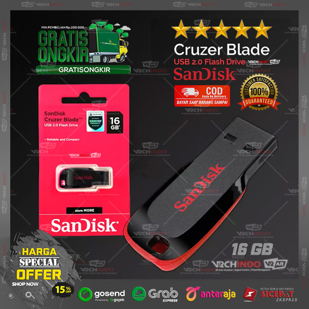 Jual 16GB Flashdisk SanDisk Cruzer Blade CZ50 - Original Garansi Resmi ...