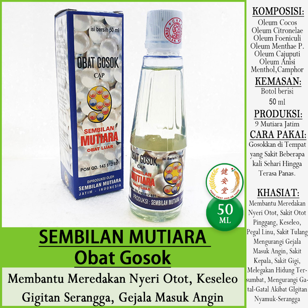 Jual Obat Gosok Cap 9 MUTIARA SEMBILAN MUTIARA 50ml u.Nyeri Otot ...