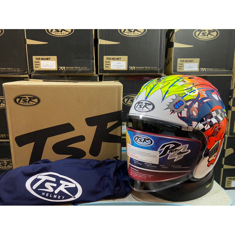 Jual Helm TSR RAM 4 Scoot Russle White / Motif helm Russle Putih ...