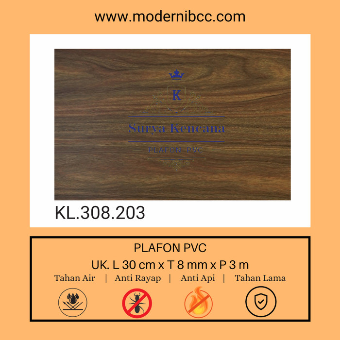 Jual Plafon PVC Premium Laminate KL.308.203 Motif Kayu Dekorasi Atap ...