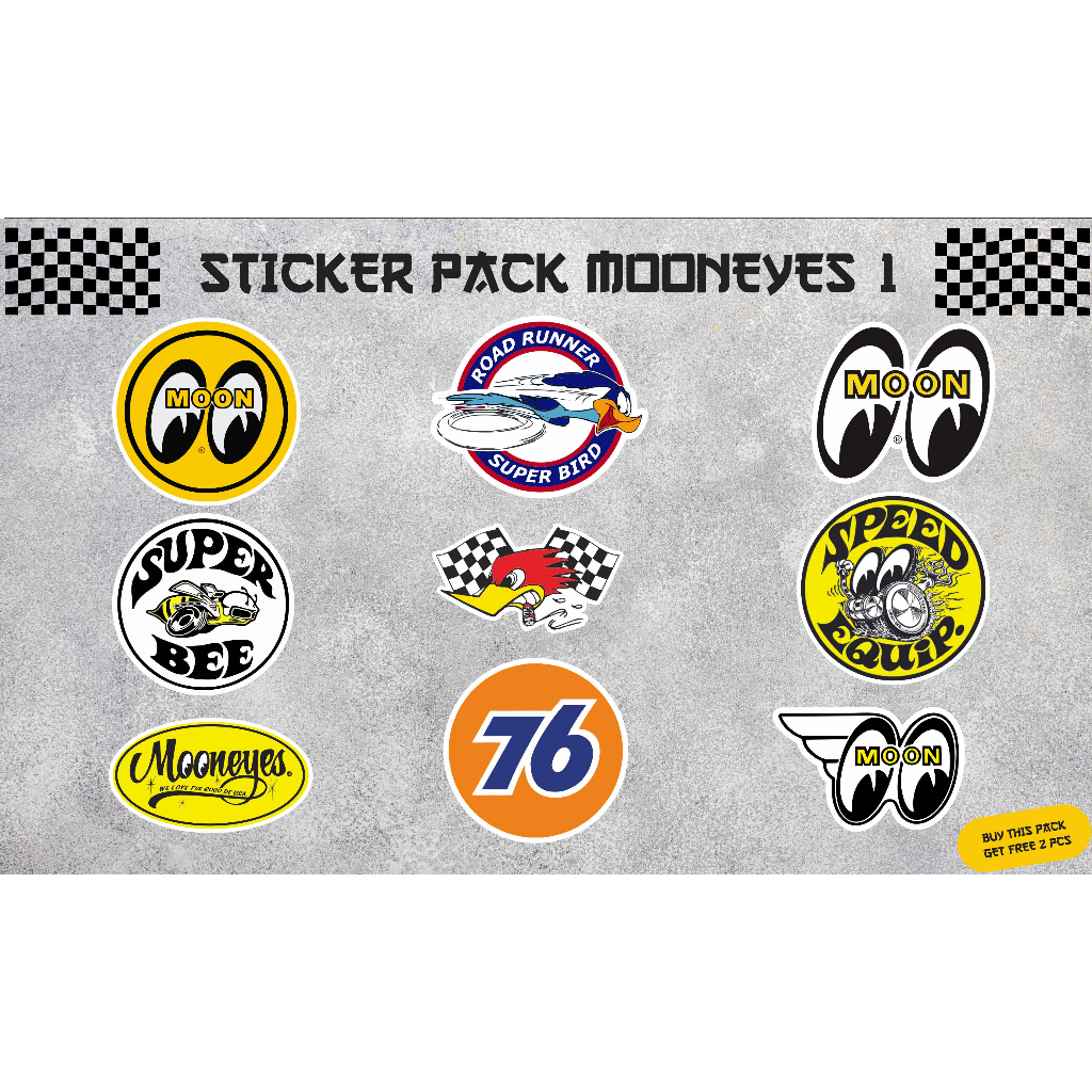 Jual STICKER MOTOR MOONEYES 1 ROADRUNNER SUPERBEE 76 STICKER HELM ...