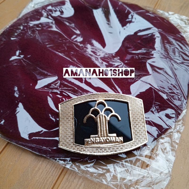 Jual Baret lapas rutan kumham merah maroon dengan emblem | Shopee Indonesia