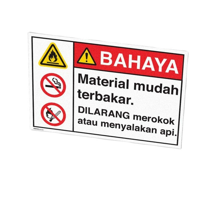 Jual Sign Akrilik Bahaya Material Mudah Terbakar Sign Rambu K3 Bahaya ...