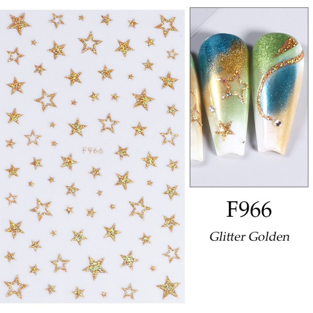 Jual Pretty STIKER KUKU MOTIF BINTANG SPARKLE/STICKER NAIL ART 3D ...