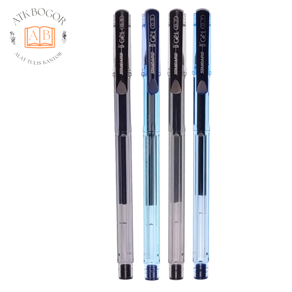 Jual Pulpen Jel Sekolah Kantor Standard BGel 0.5 / 0.7 Hitam / Biru ...