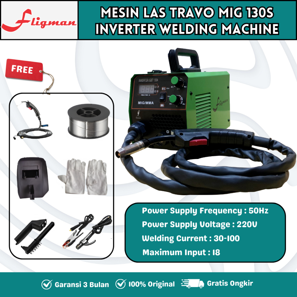 Jual Mesin Trafo Las MIG 130 CO2 | Fligman Inverter Welding Machine Gasless | Original | Shopee ...