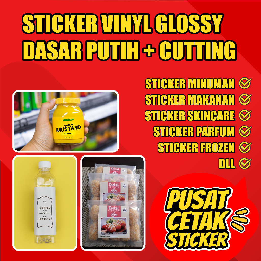 Jual Stiker Vinyl Glossy A3+ Label Logo Kemasan Custom Anti Air ...