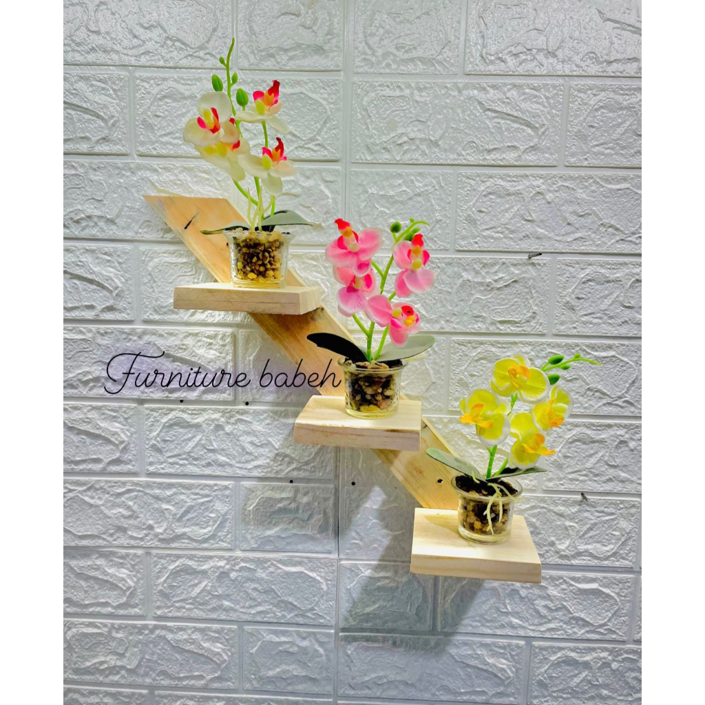 Jual Furniture rak bunga,rak tempel dinding model tangga 3 susun,rak ...