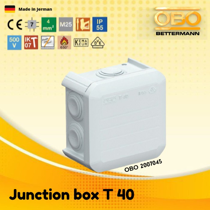 Jual OBO Junction Box Polypropylene T 40 plug-in seal, RAL 7035 - Light ...