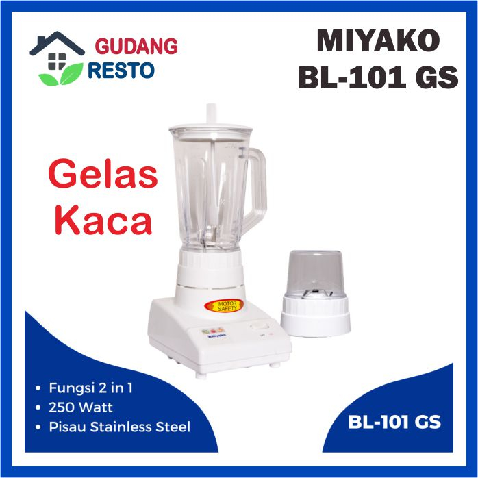 Jual Miyako BL 101 GS Blender Gelas Kaca 2 in 1 Putih 1 Liter BL101 101GS | Shopee Indonesia