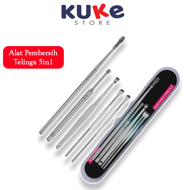 Jual KUKE Alat Pembersih Telinga 5in1,6in1,7in1,8in1 Stainless Alat Korek Kuping Ear Wax ...