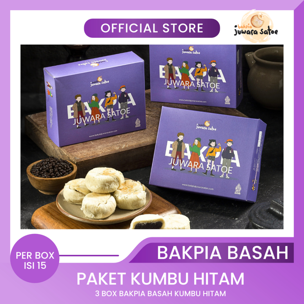 Jual BAKPIA JUWARA SATOE [ 3 Box ] Paket Bakpia Basah Kumbu Hitam ...