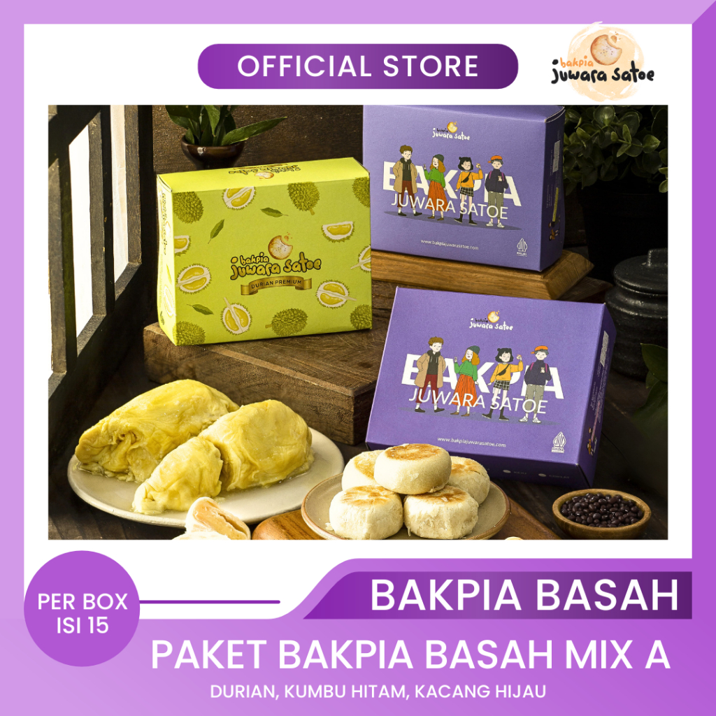Jual BAKPIA JUWARA SATOE [ 3 Box ] Paket Bakpia Basah Mix A (Durian ...