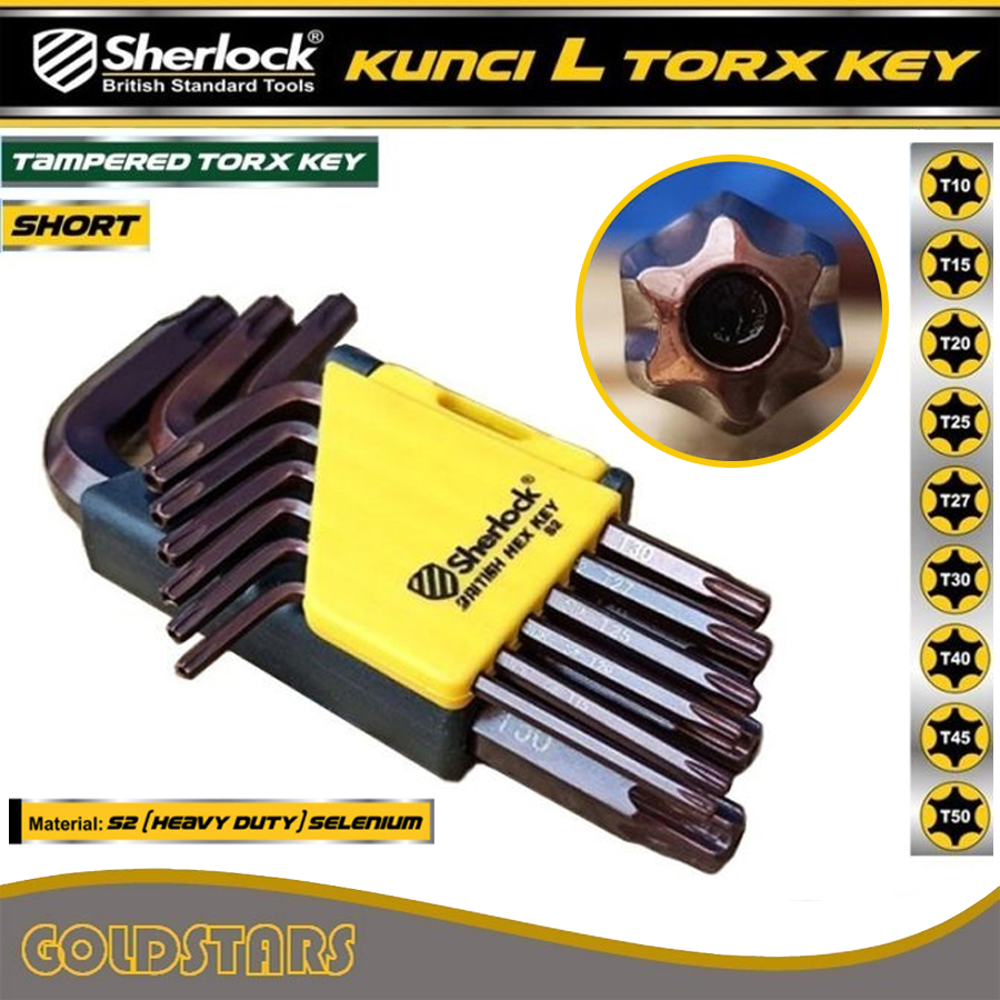 Jual Kunci L Set Bintang 9 pcs mm (Pendek) Sherlock Kunci L Torx Key ...