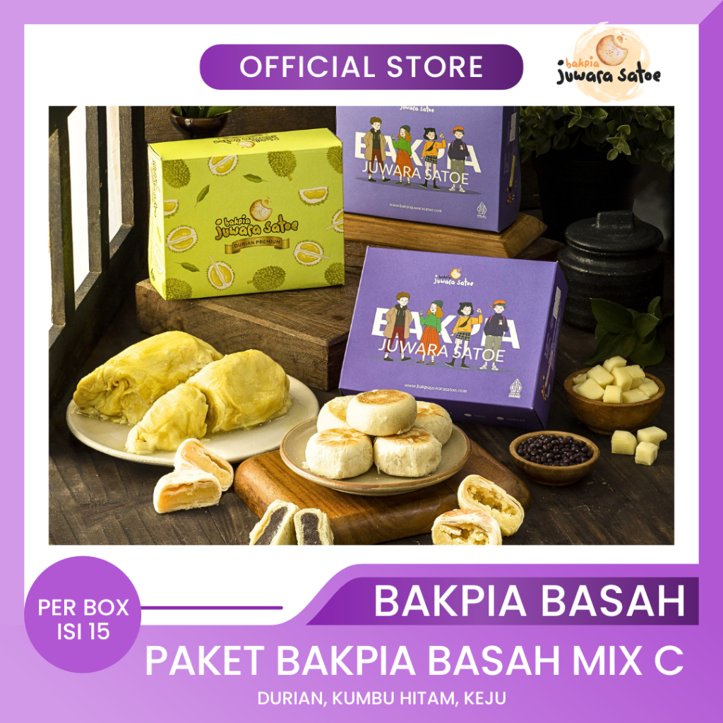 Jual BAKPIA JUWARA SATOE [ 3 Box ] Paket Bakpia Basah Mix C (Durian ...