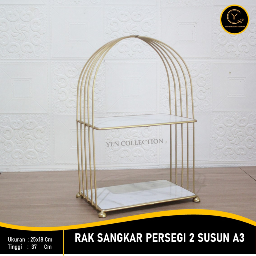 Jual RAK SANGKAR PERSEGI 2 SUSUN A3 ALAS MARBLE - RAK BESI DAN KAYU ...