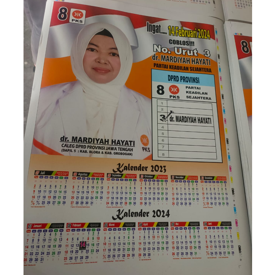Jual Kalender Caleg Pilkada Custom Bahan Duplex 250 gr Full Color ...