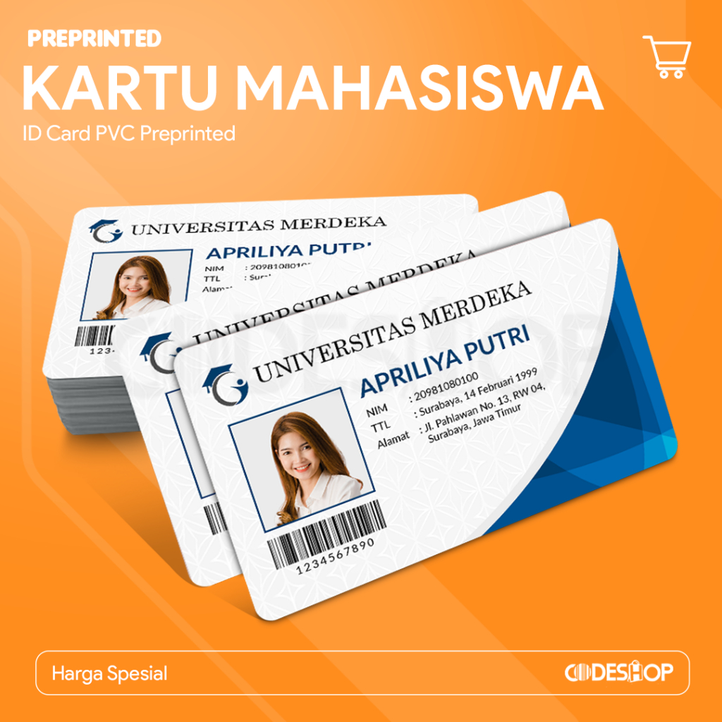 Jual PREPRINTED ID CARD JASA CETAK CUSTOM KARTU PELAJAR SEKOLAH BAHAN PVC | Shopee Indonesia