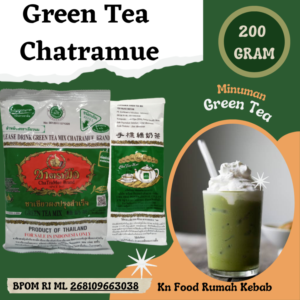 Jual Thai Green Tea ori Chatramue The Hijau Thailand 200g BPOM | Shopee ...