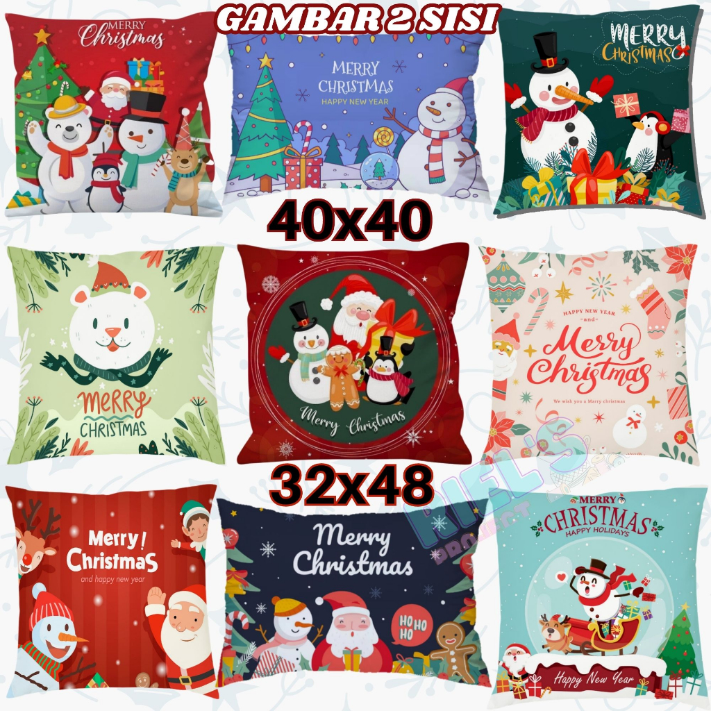 Jual Bantal motif natal christmas edition 2 sisi,40X40 dan 32x48 ...
