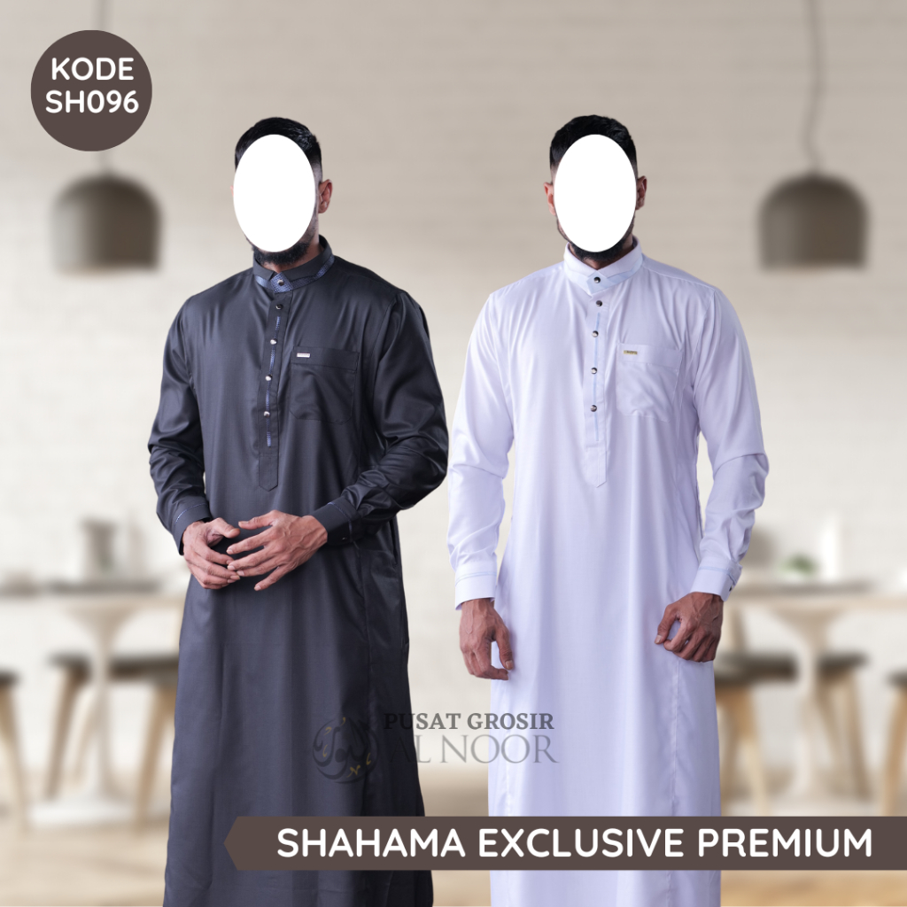 Jual Jubah Saudi | Gamis Pria | Shahama Kombinasi Hitam & Putih Manset SH 096 | Big Sale Promo ...