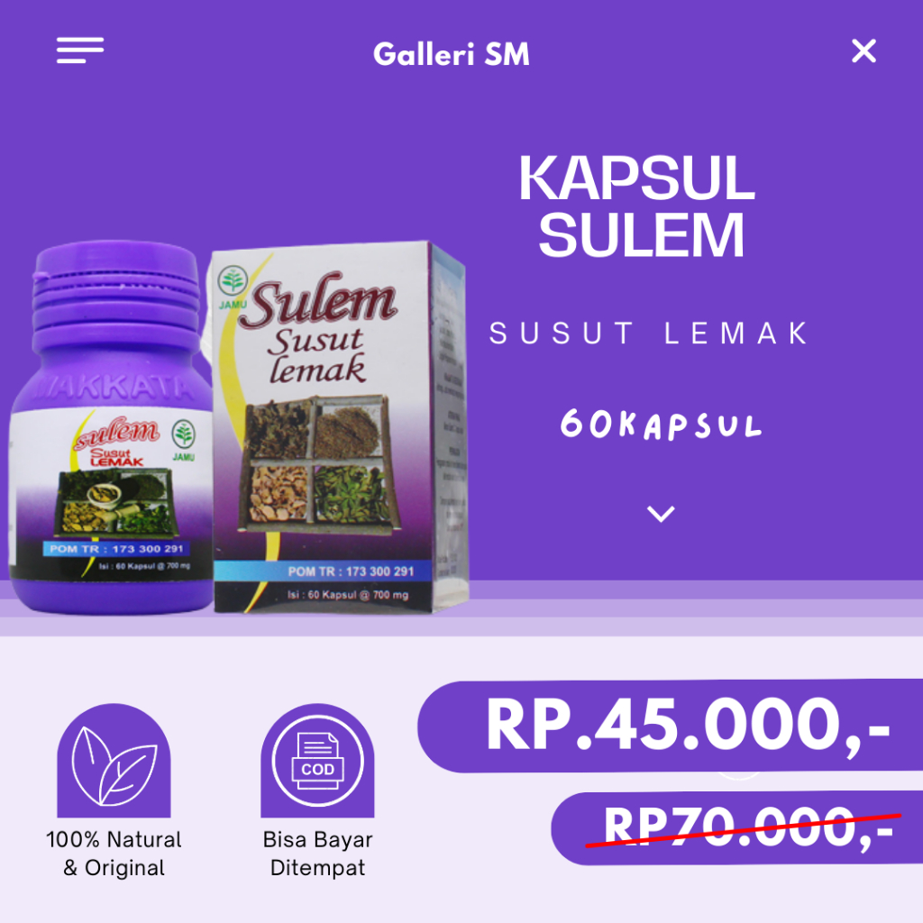 Jual Kapsul Sulem Susut Lemak Herbal Melangsingkan Dan Mengurangi Lemak ...