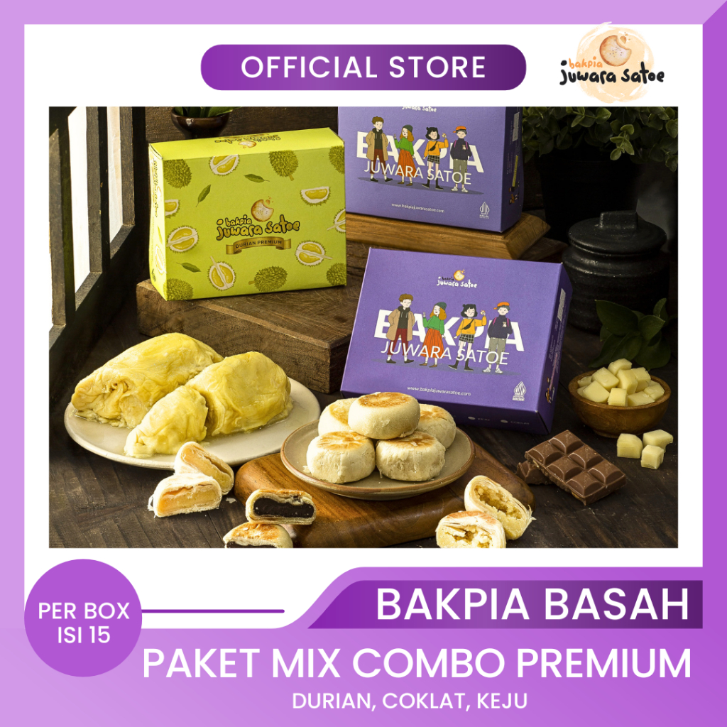 Jual BAKPIA JUWARA SATOE [ 3 Box ] Paket Mix Combo Bakpia Basah (Durian ...
