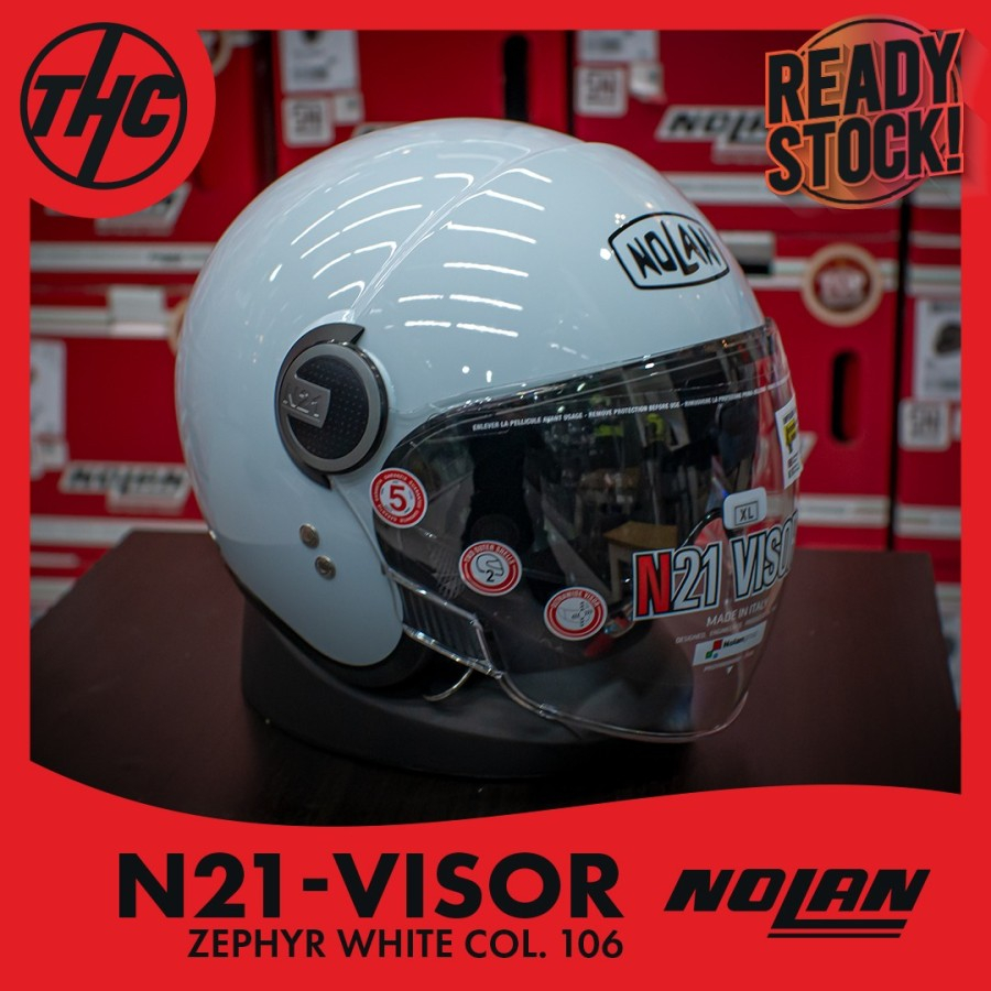Jual NOLAN N21 VISOR ZEPHYR WHITE 106 HALF FACE HELMET | Shopee Indonesia