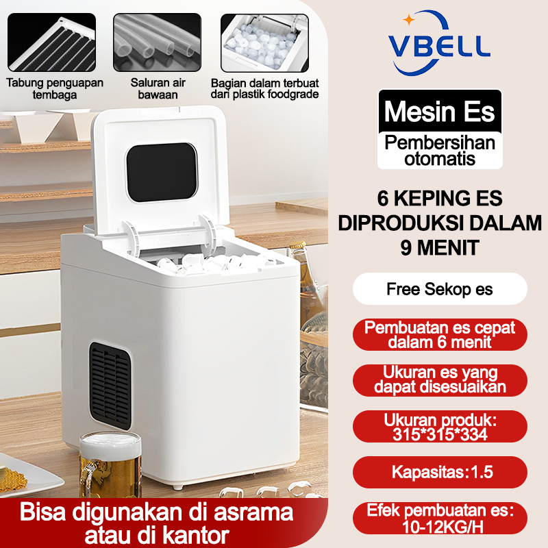 Jual VBELL-Mesin es Rumahan Kecil Full Otomatis / Mesin Es Mini Praktis yang Menghasilkan 15kg ...