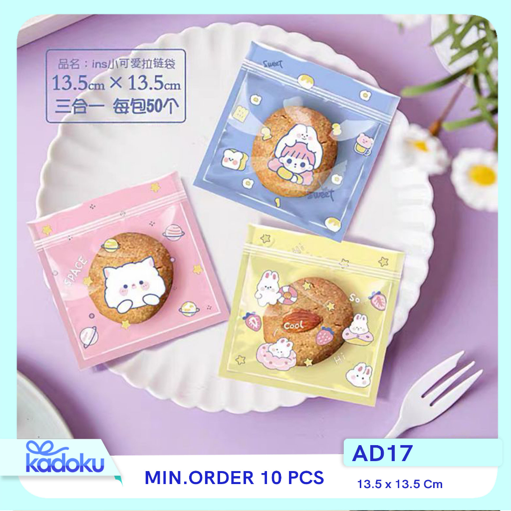 Jual PLASTIK ZIPPER AESTHETIC 13x13 KEMASAN PERMEN COOKIES MINI I AD17 ...