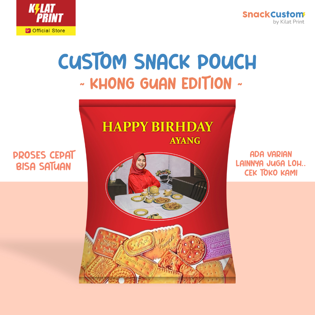Jual Snack Custom Foto Teks Bungkus Pouch Jumbo Ala Khong Guan Edition ...