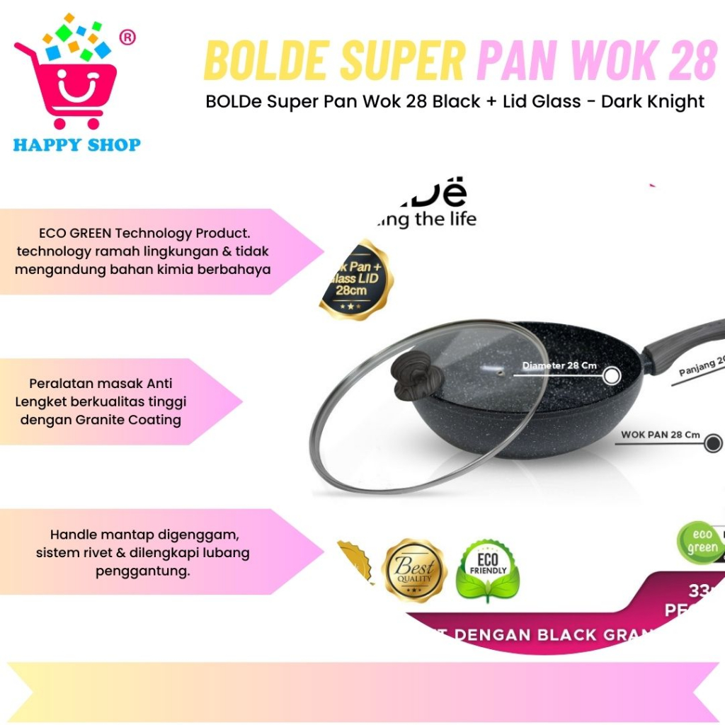 Jual BOLDe Super Pan Wok 28 Black + Lid Glass - Dark Knight | Shopee ...