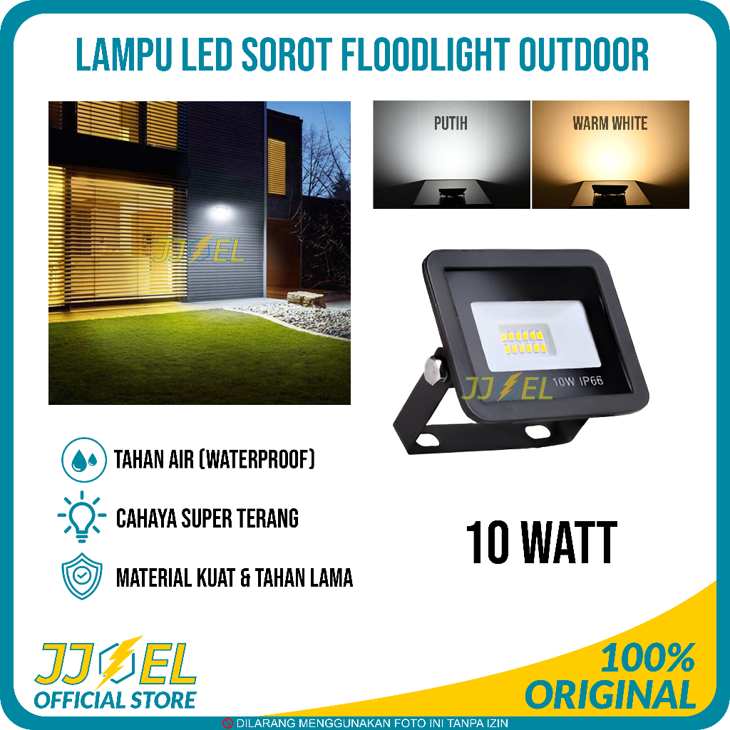 Jual Lampu Sorot LED Outdoor 10W - Lampu Tembak Terang Waterproof Tahan Air Halaman, Taman ...