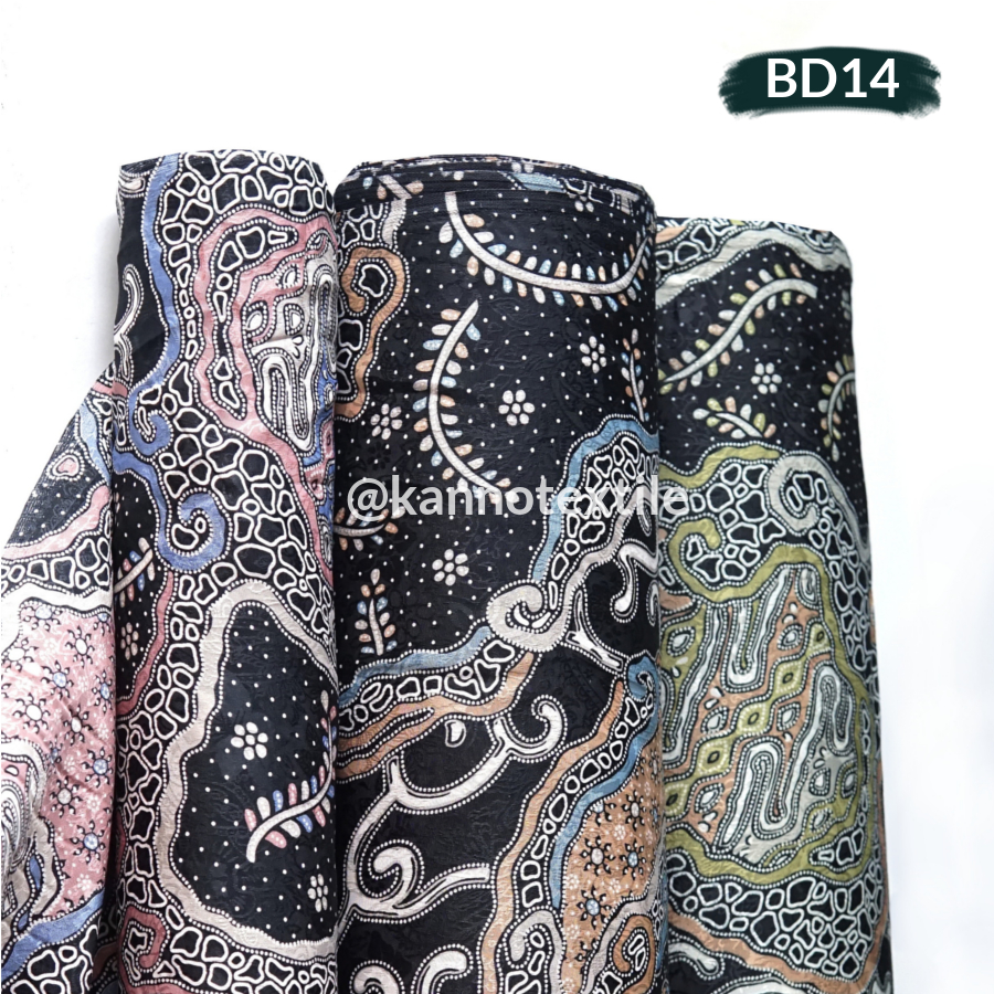 Jual Kain Batik Halus Dobby BD14 Motif Abstrak Warna Pink/Hijau/Oren ...